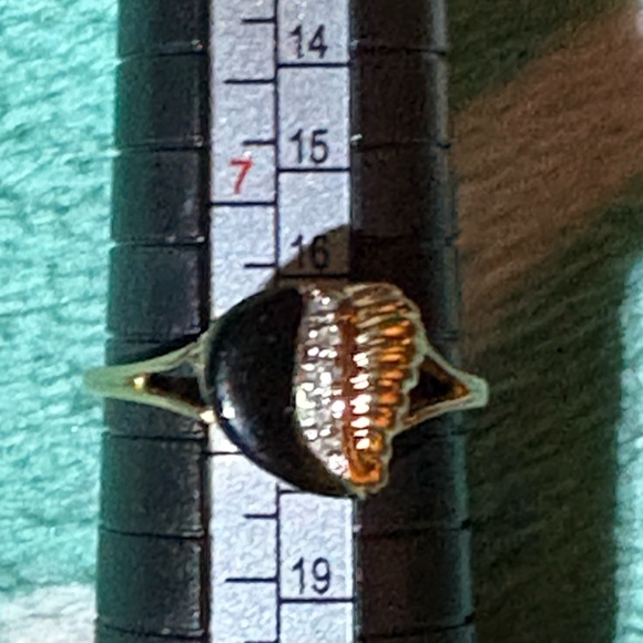 Jewelry | Solid 14kp Gold And Black Onyx Heart 3 Tone Size 8 Diamond ...